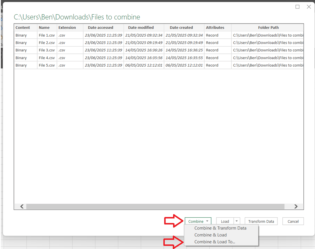 Import multiple Excel or CSV files in to Excel using Power Query